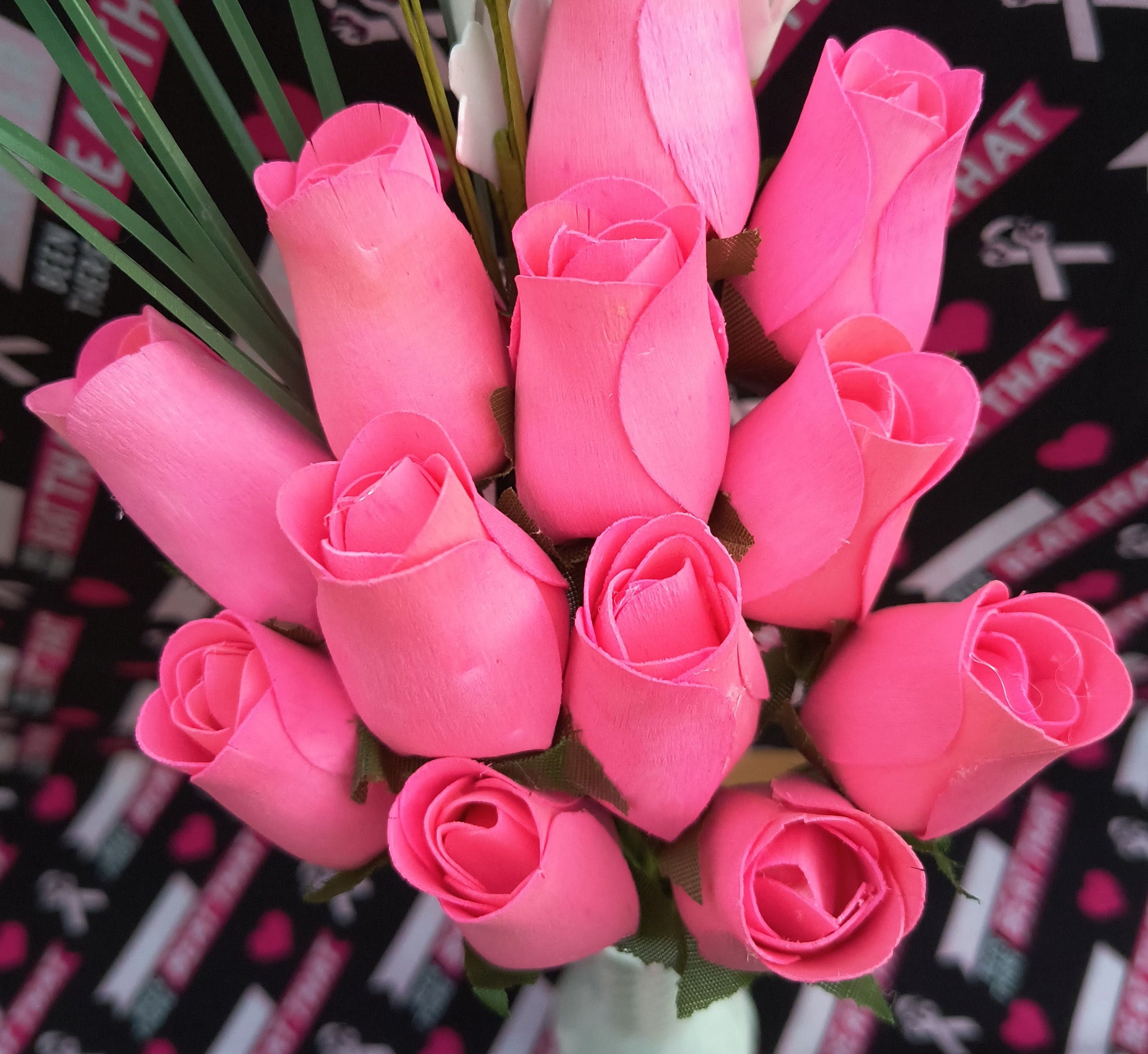 Breast Cancer Awareness All Pink Wooden Rose Bouquet – The Original ...