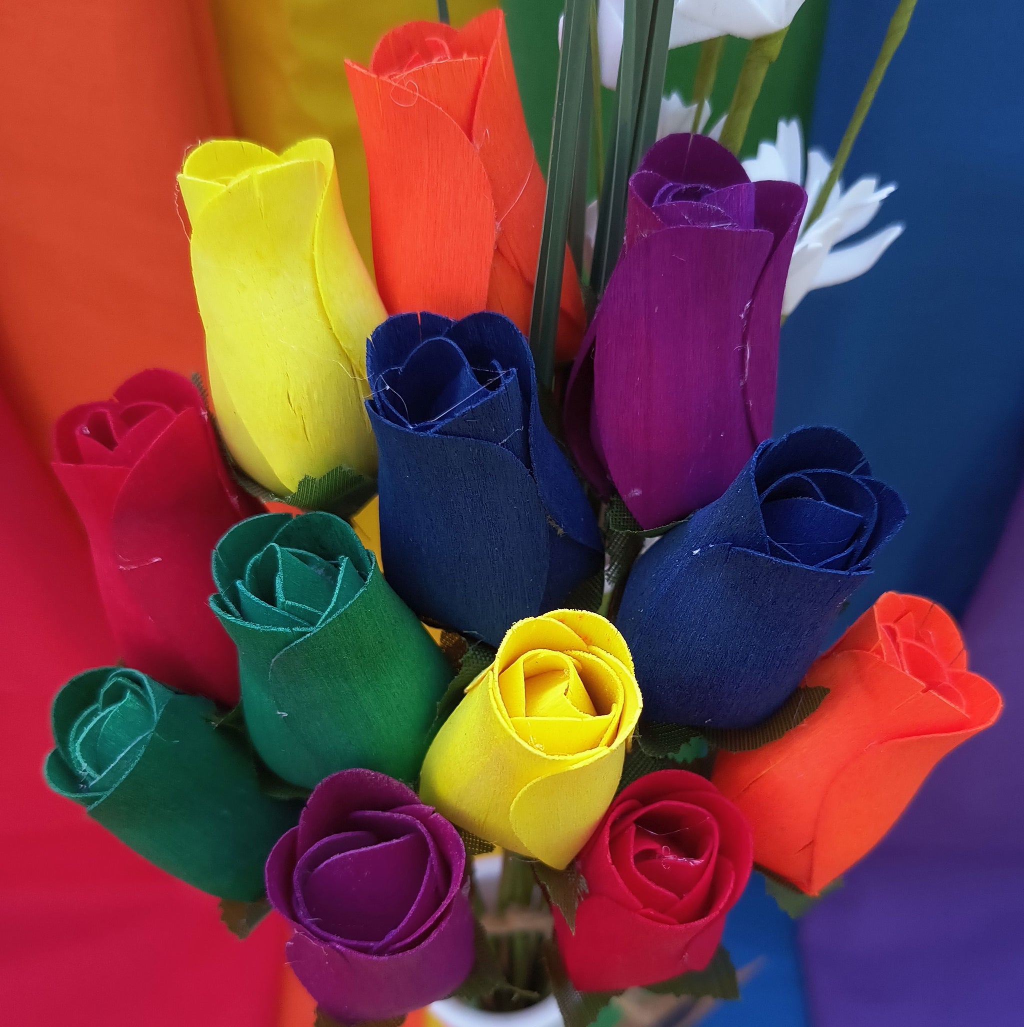 Gay Pride Rainbow of Wooden Roses Flower Bouquet – The Original Wooden Rose