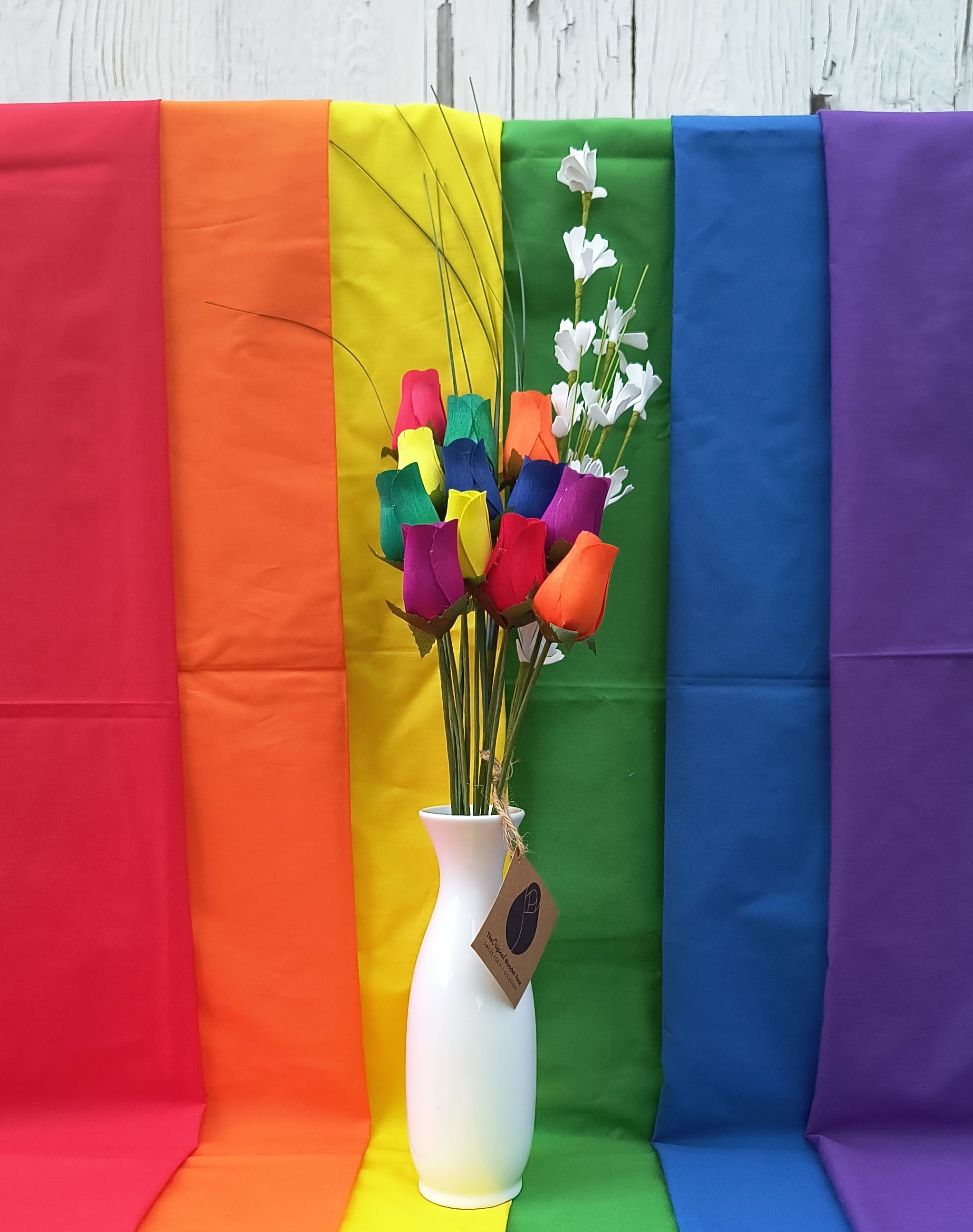 Gay Pride Rainbow of Wooden Roses Flower Bouquet – The Original Wooden Rose