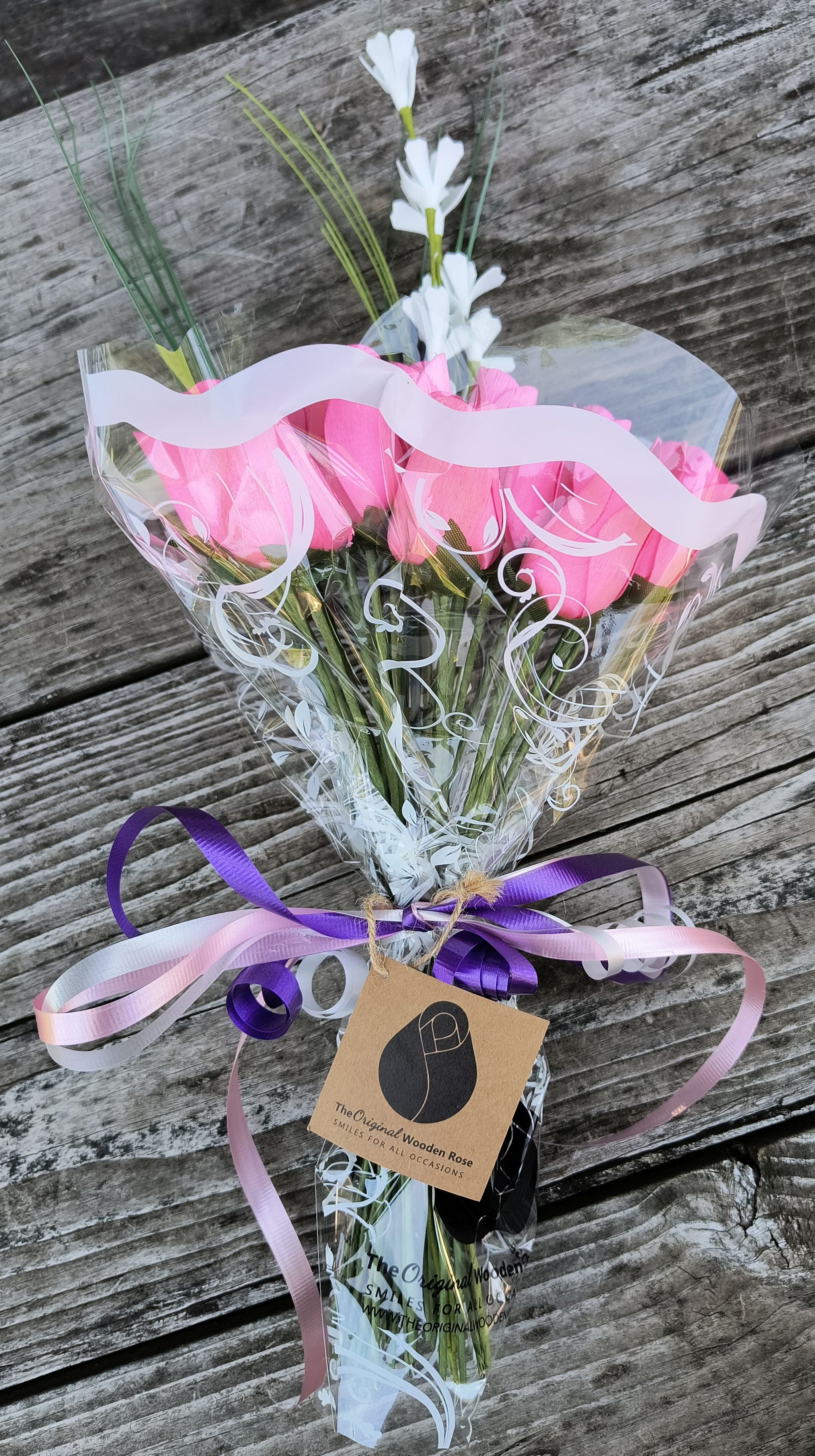 Breast Cancer Awareness All Pink Wooden Rose Bouquet – The Original ...