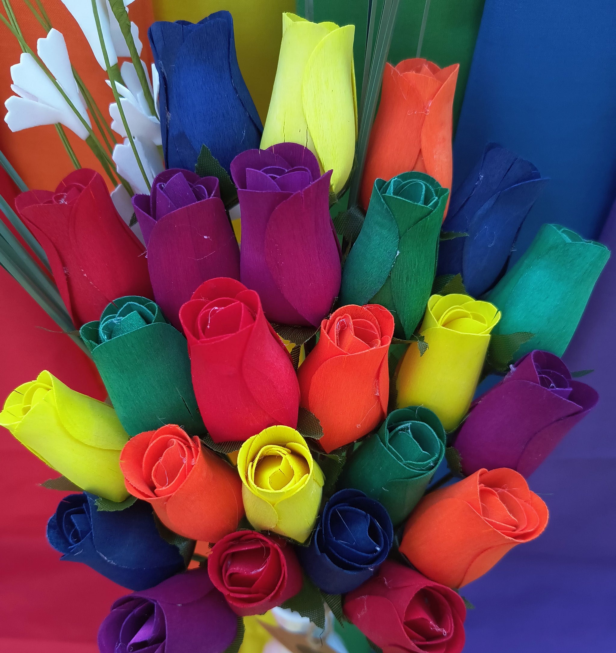 Gay Pride Rainbow of Wooden Roses Flower Bouquet – The Original Wooden Rose
