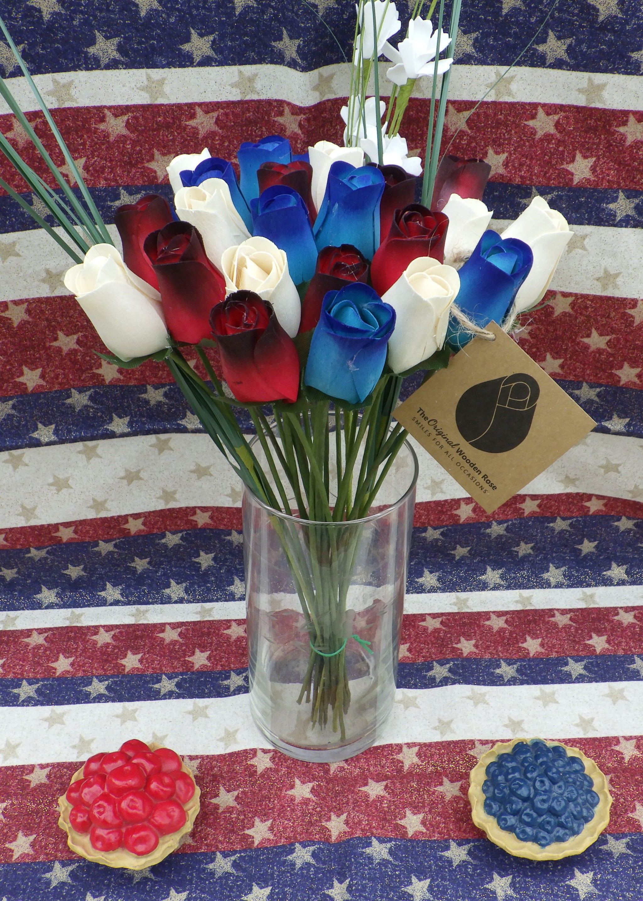 Primitive Patriotic Wooden Rose Flower Bouquet – The Original Wooden Rose