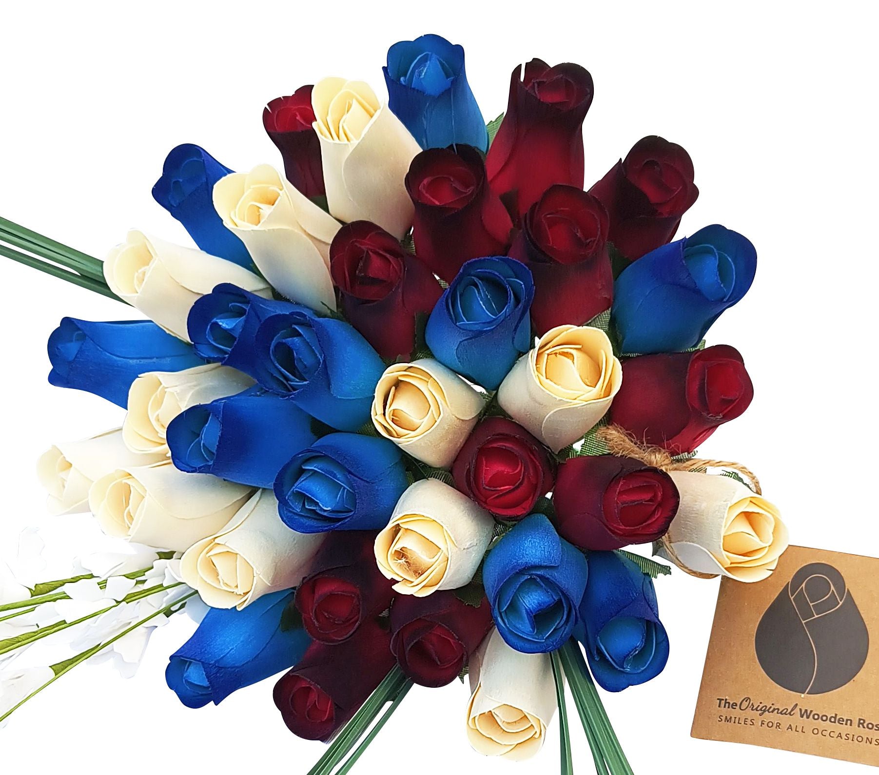 Primitive Patriotic Wooden Rose Flower Bouquet – The Original Wooden Rose