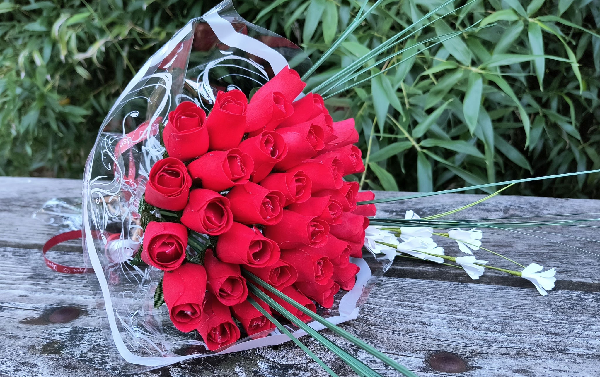 All Red Wooden Rose Flower Bouquet – The Original Wooden Rose