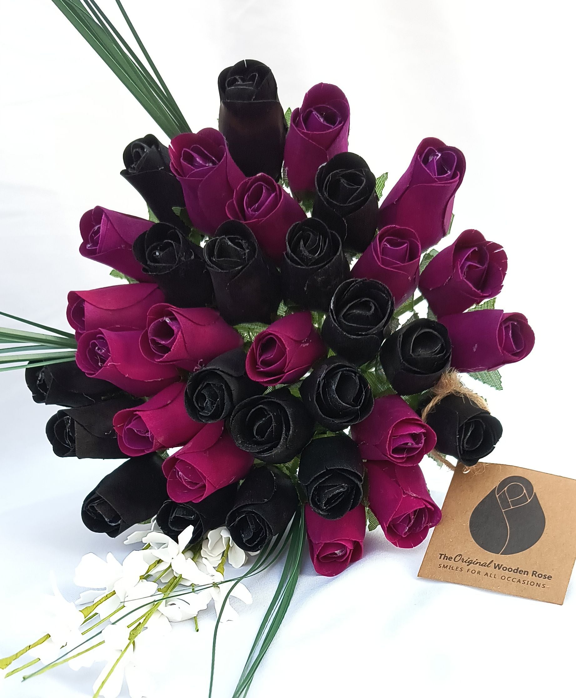 Halloween Black and Violet Wooden Rose Flower Bouquet – The Original ...