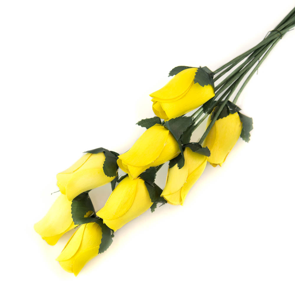 Yellow Closed Bud Roses 8-Pack – The Original Wooden Rose